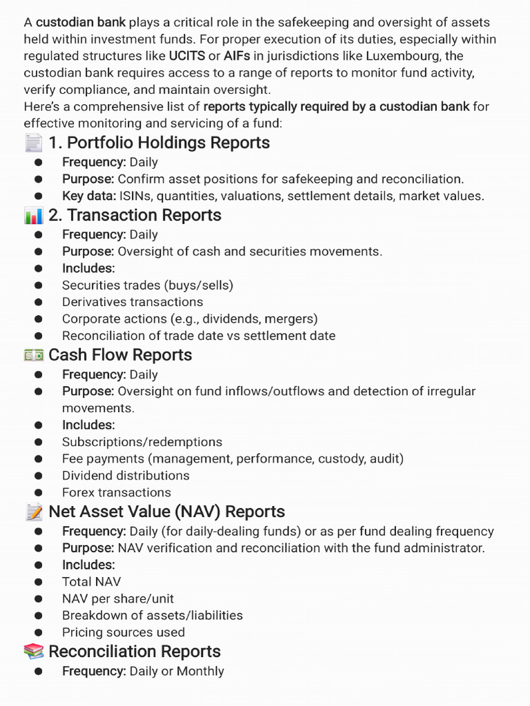 Custody Bank Explained Pro | PDF