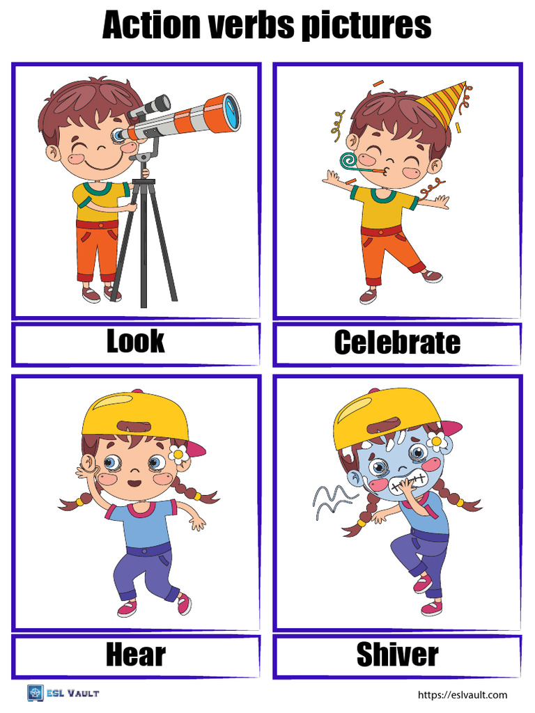 Action Verbs Pictures Cards 11 | PDF