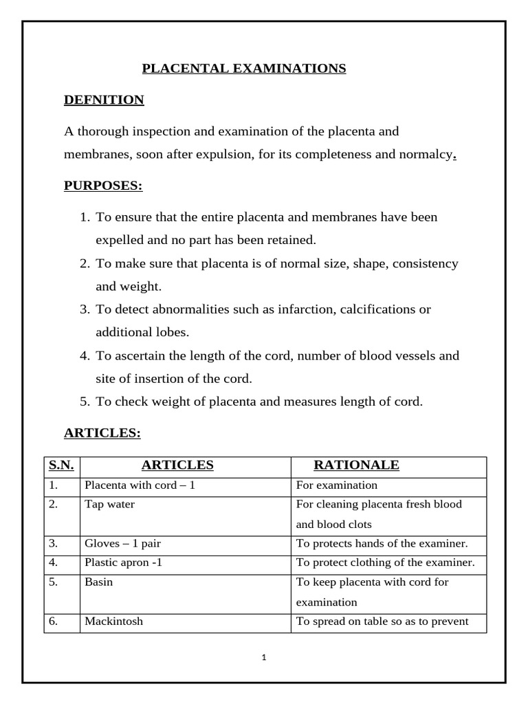 Placental Examinations Assingment | PDF | Placenta | Fetus