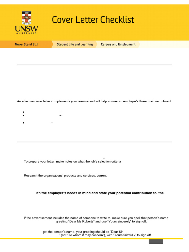 Main Careers - Info-Sheet Effective-Cover-Letter 2015 Overview | PDF ...