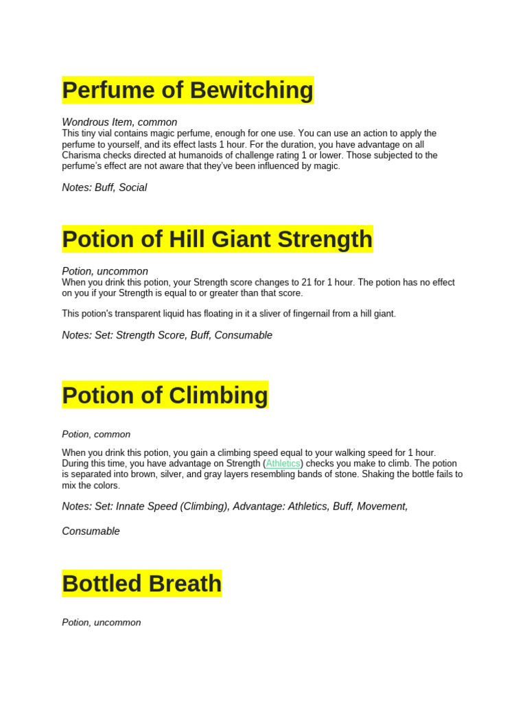 Potion List | PDF