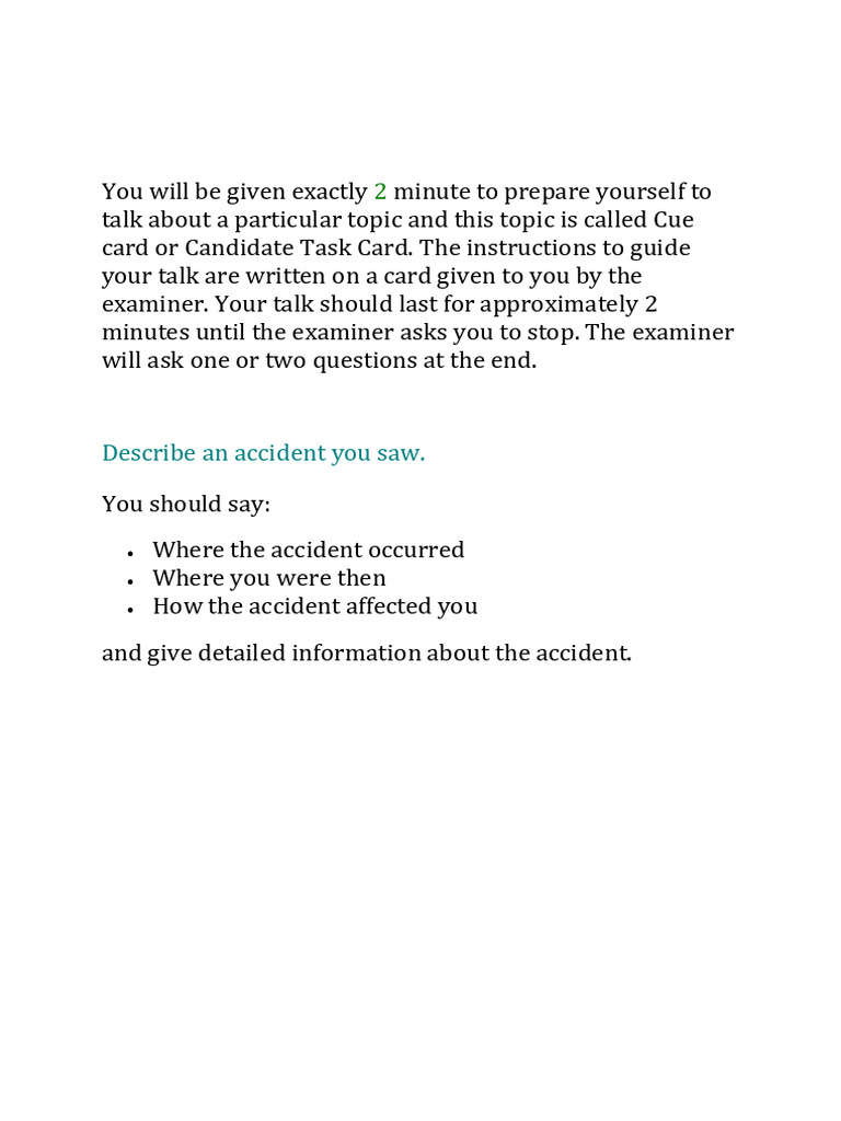 Cue Card Sample | PDF
