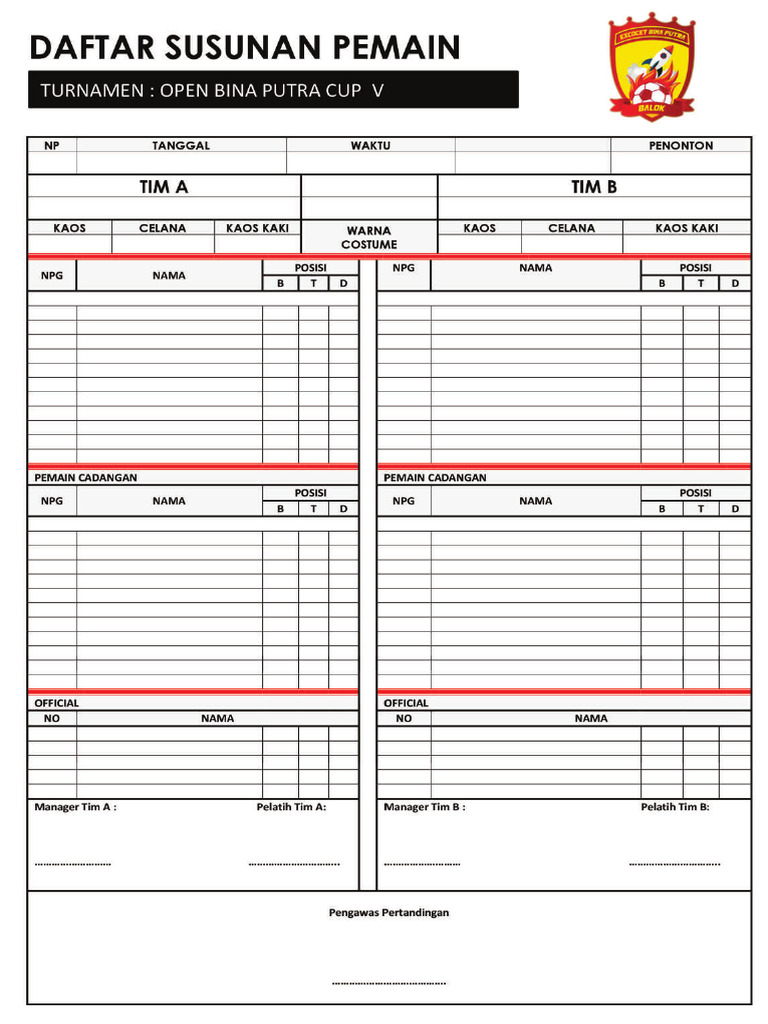 Daftar Susunan Pemain 2025 | PDF