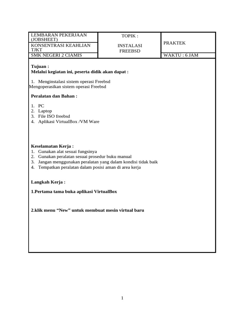 Jobsheet Instalasi Freebsd Andi | PDF
