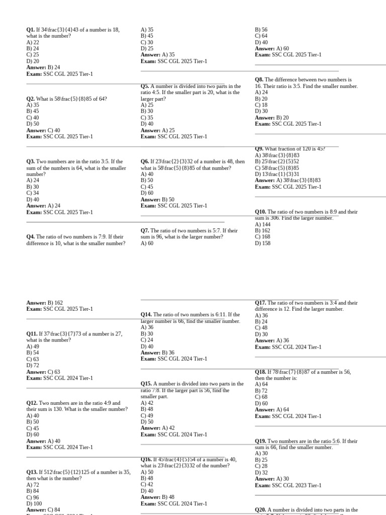 Fractions & Relationships Numbers | PDF | Division (Mathematics) | Arithmetic