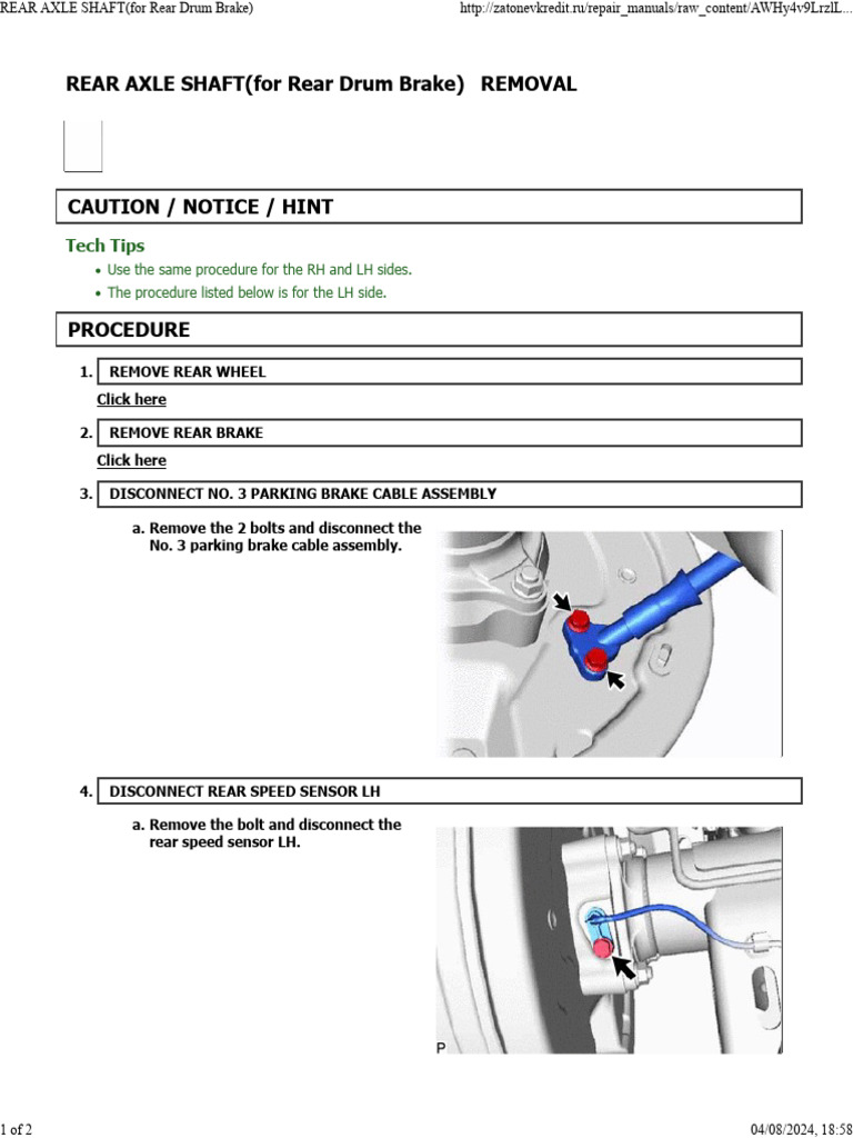 Rear Axle Shaft Removal Guide | PDF