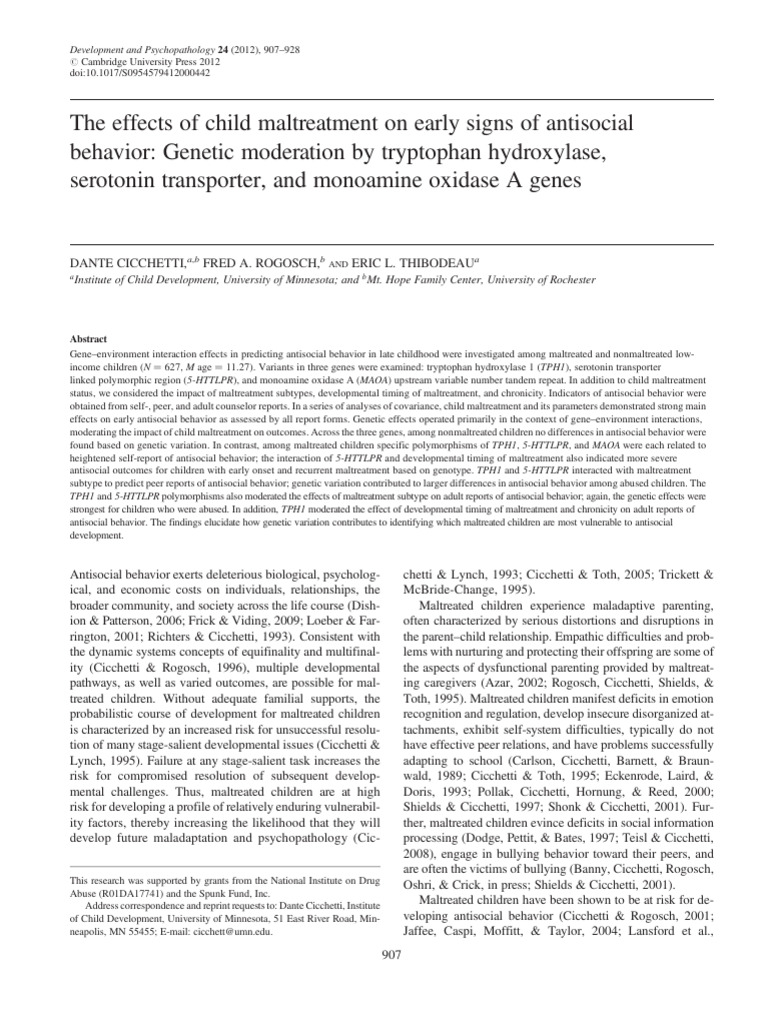 10 1017@s0954579412000442 | PDF | Antisocial Personality Disorder | Child Abuse