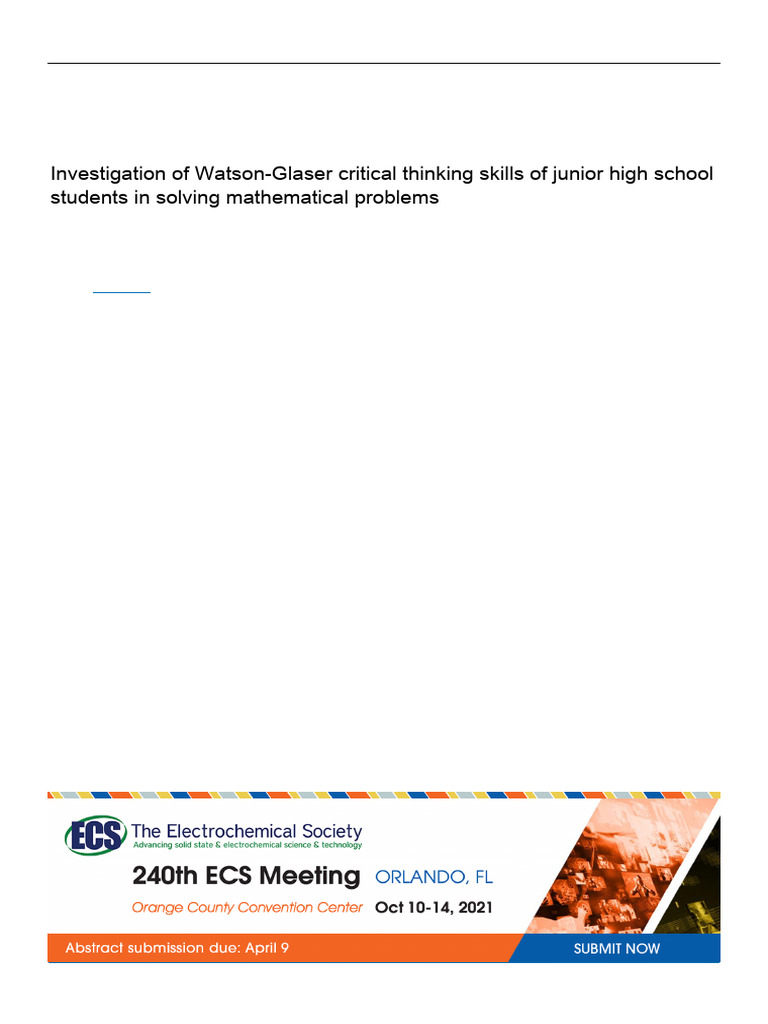 Investigation of Watson-Glaser Critical Thinking S | PDF | Critical ...