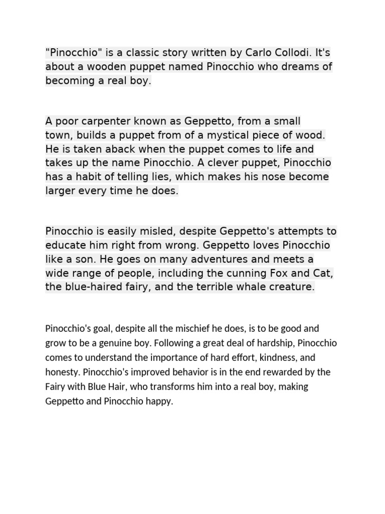 Pinocchio's Story | PDF