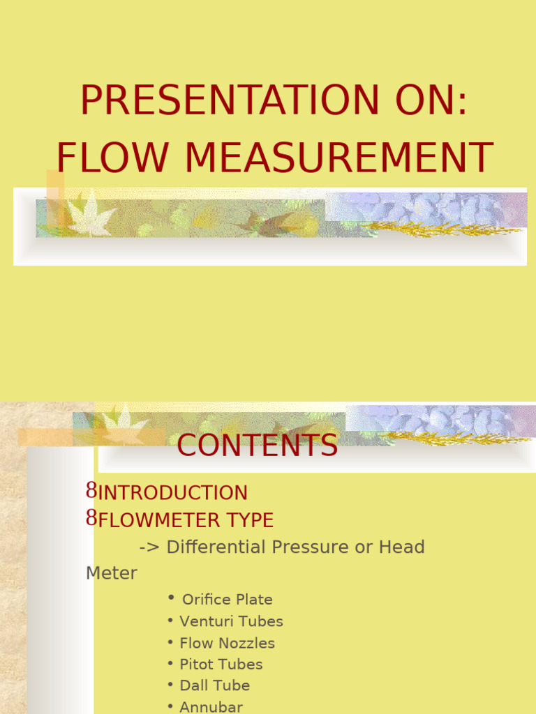 Flow Presentation Latest | PDF | Flow Measurement | Reynolds Number
