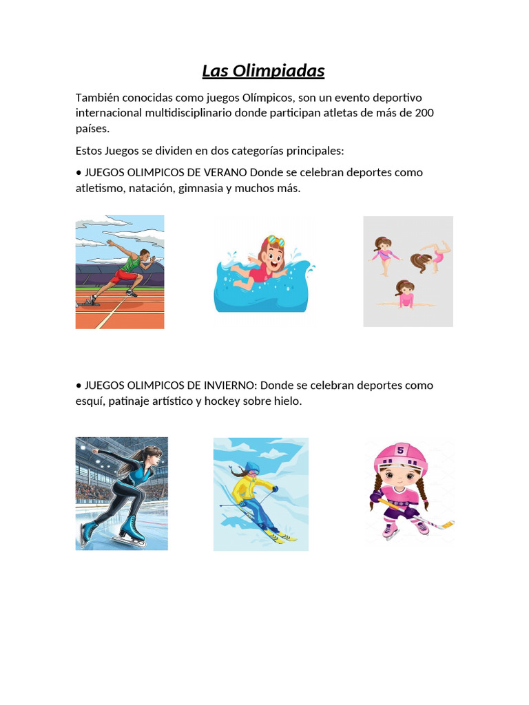 Las Olimpiadas | PDF | Juegos olímpicos | Eventos deportivos múltiples