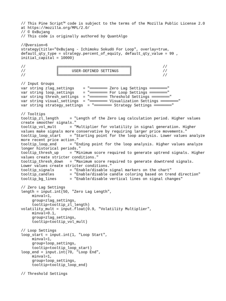 0xbujang - Ichimoku Sokudo For Loop - Pinescript | PDF | Market Trend