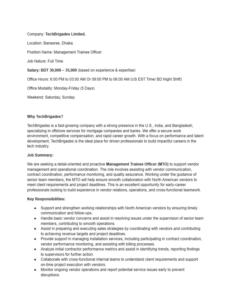 Management Trainee Officer (MTO) | PDF | Business | Economies