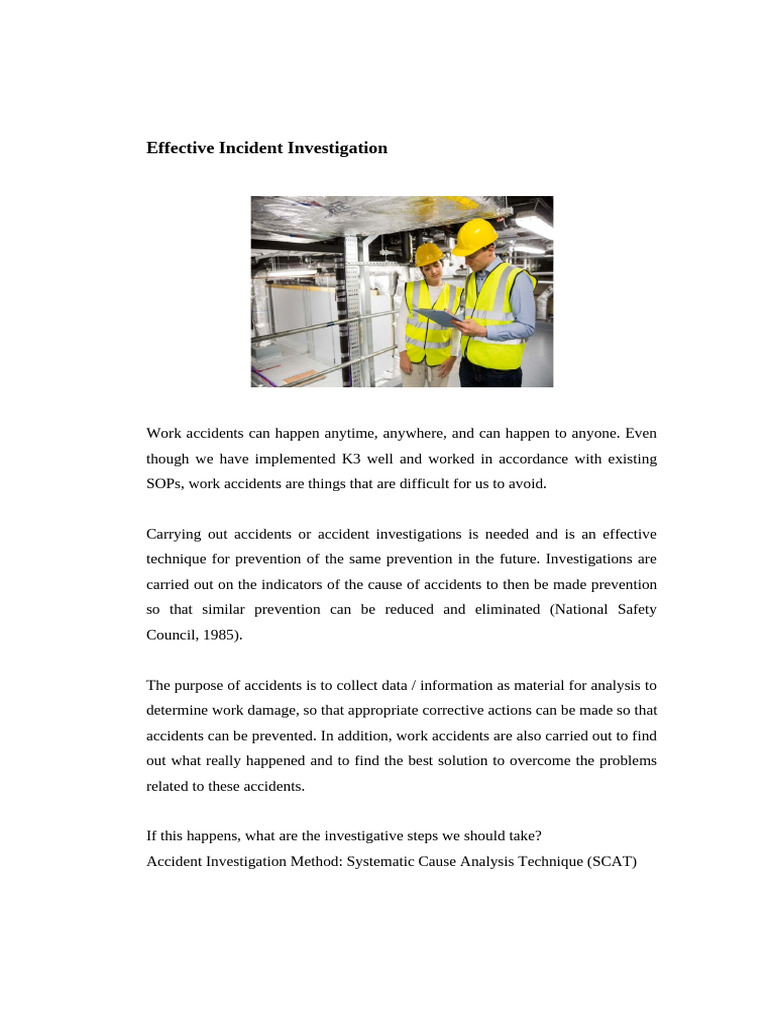 Effective Techniques for Incident Investigation | PDF | Safety