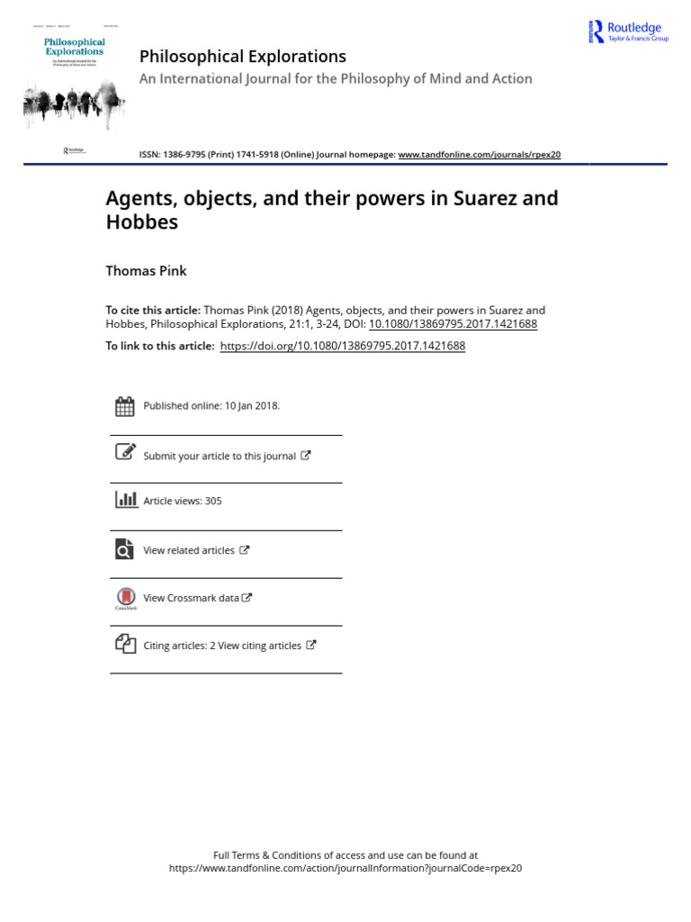 Agents Objects and Their Powers in Suarez and Hobbes | PDF | Causality | Rationality