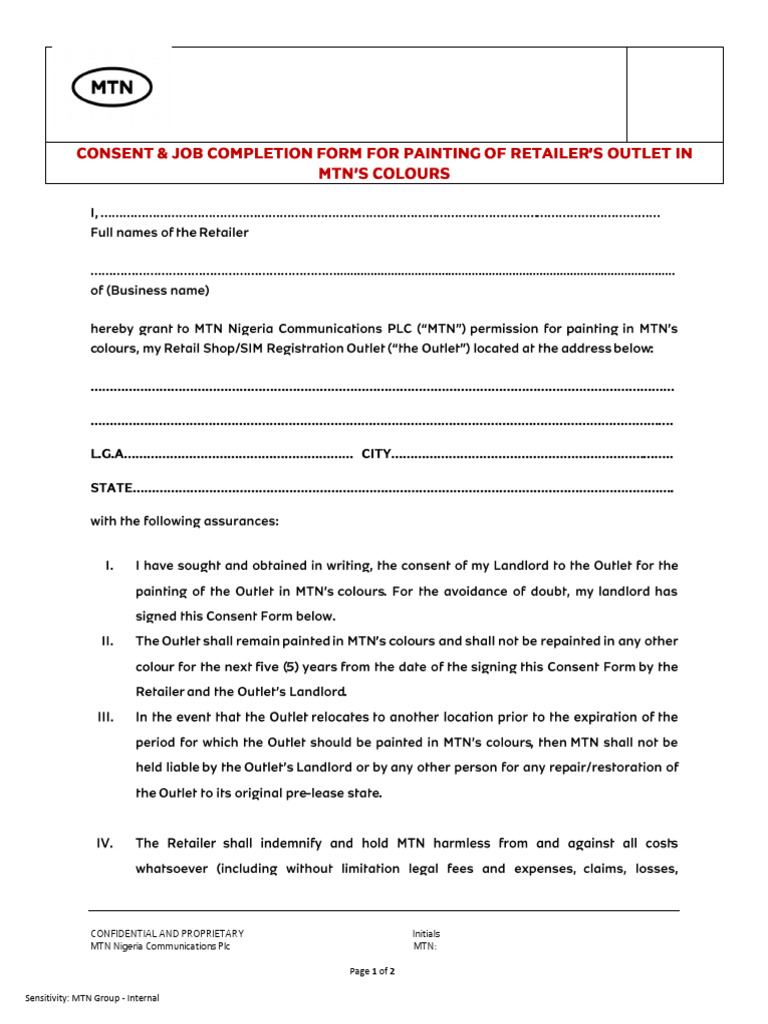 CONSENT & JCF Form For Shop Painting | PDF