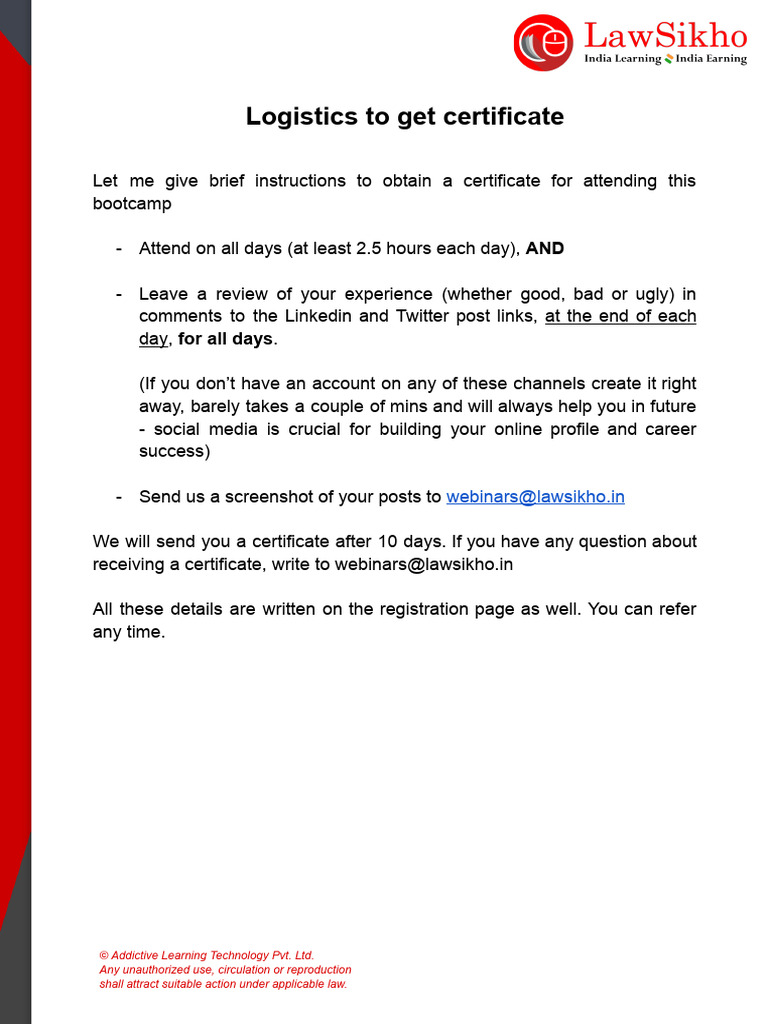 Logistics To Get Certificate | PDF