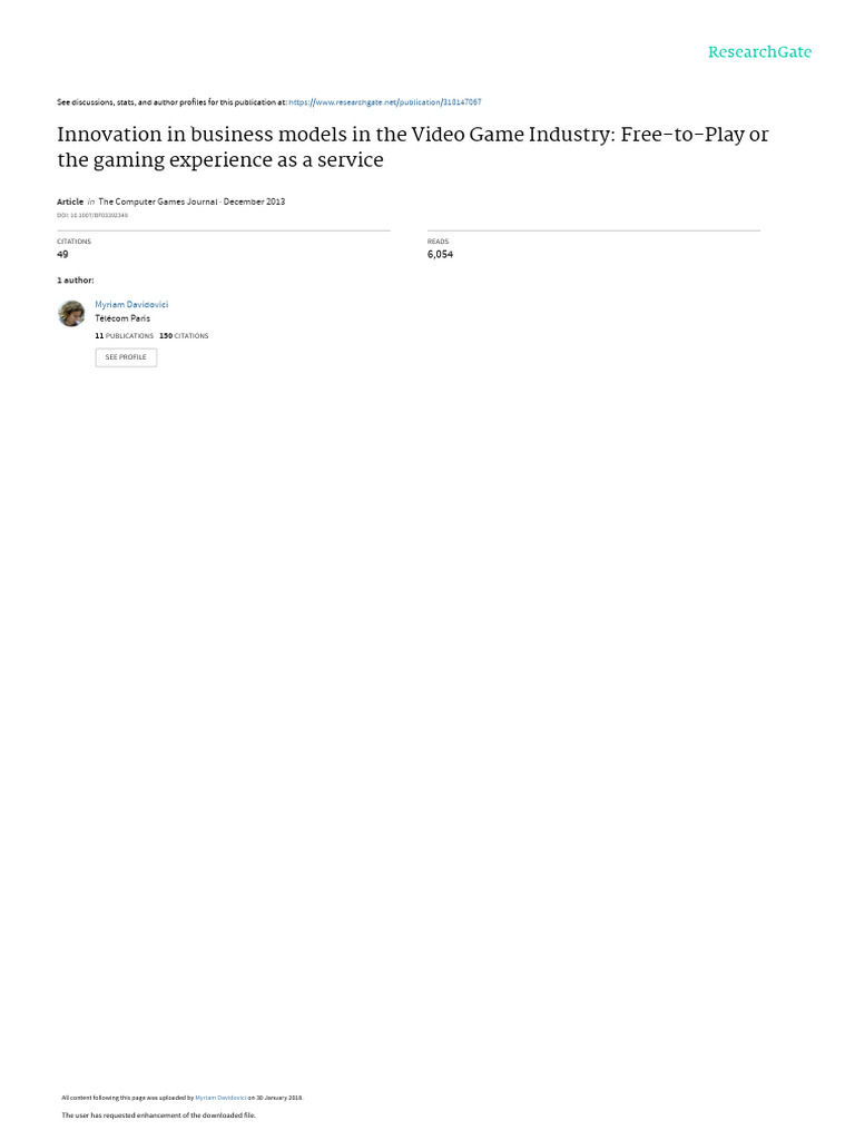 Innovation in Business Model in The Videogame Industry | PDF | Second ...