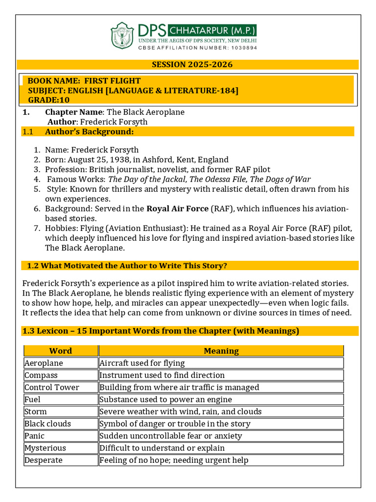 g10 l3 His First Flight Part - 2 Black Aeroplane | PDF | Air Traffic ...