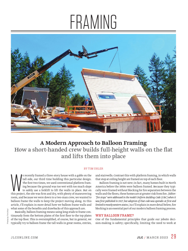 0323c JLC Feat Balloon Framing | PDF | Framing (Construction) | Real Estate