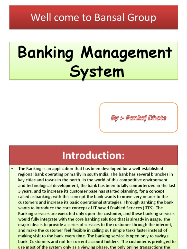Banking Management System Overview | PDF | Mergers And Acquisitions | Banks