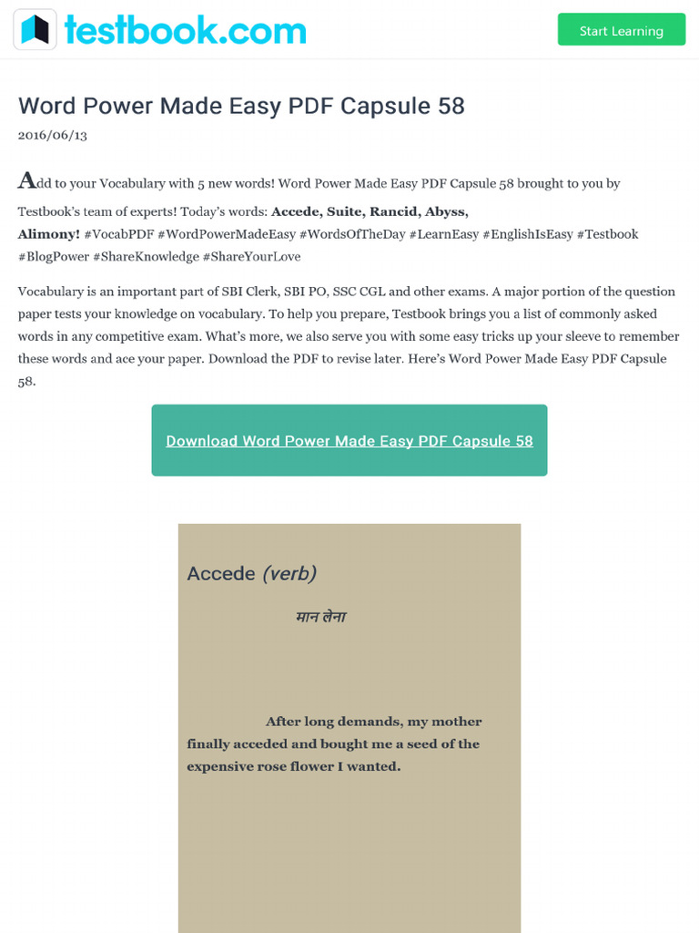 Word Power Made Easy PDF Capsule 58 | PDF