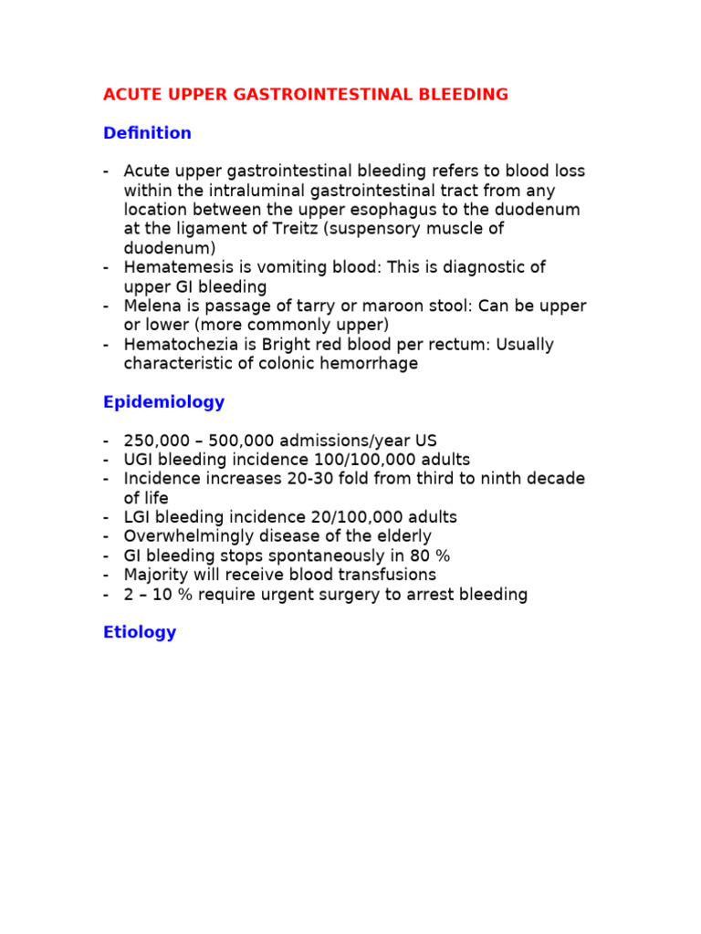 Acute Upper Gastrointestinal Bleeding - 092817 | PDF | Digestive ...