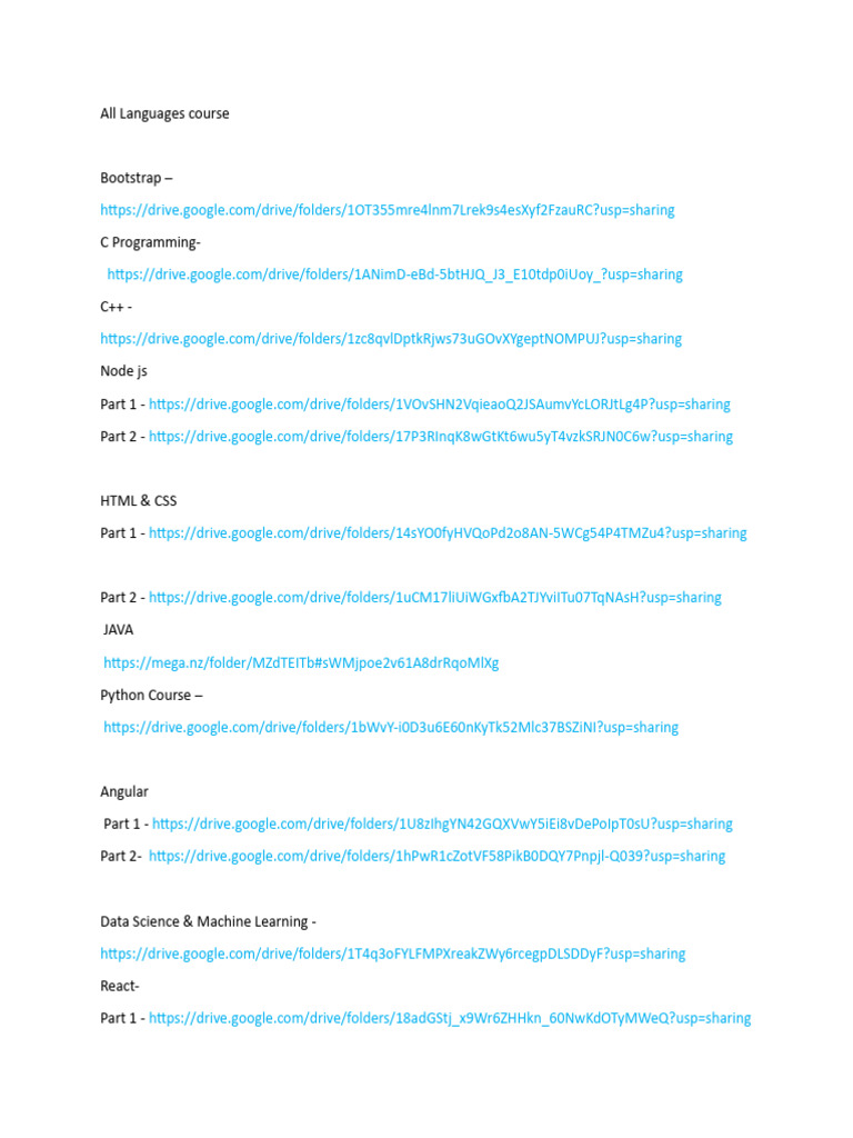 All Programming Languages Courses Links | PDF