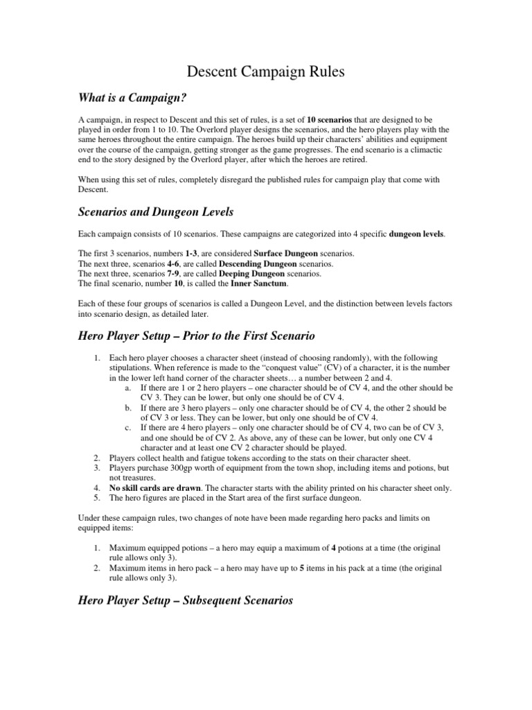 Descent Campaign Rules | Download Free PDF | Tabletop Games | Gaming