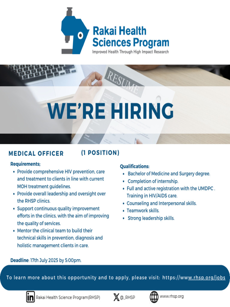 Medical Officer Position at RHSP | PDF