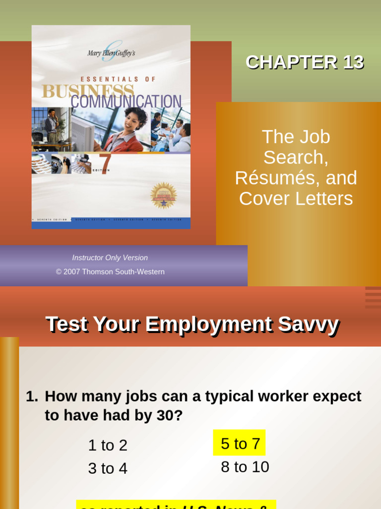 CH 13 The Job Search, Résumés, and Cover Letters | PDF | Résumé