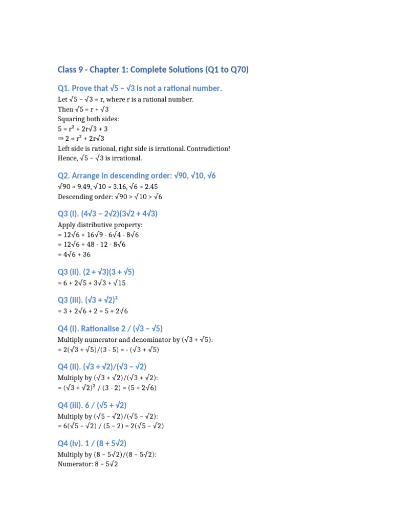 Chapter1 Q1 To Q10 Solutions | PDF
