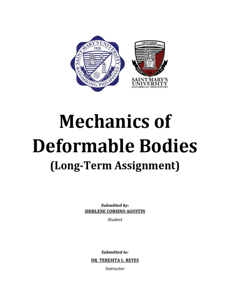 Mechanics of Deformable Bodies - Front Page | PDF
