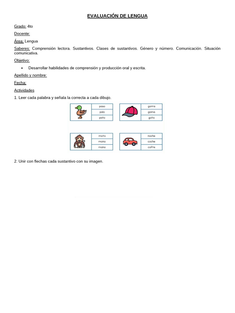 Evaluación de Lengua 3 | PDF