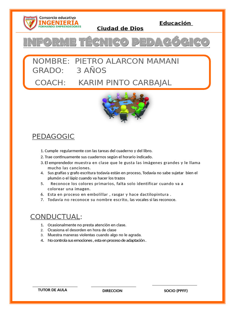 Informe Pedagogico Formato | PDF