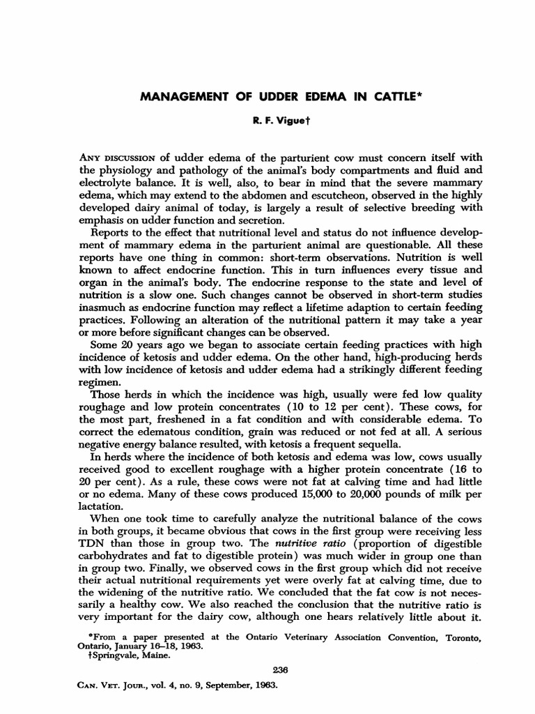 Managing Udder Edema in Cattle | PDF | Lymph | Capillary