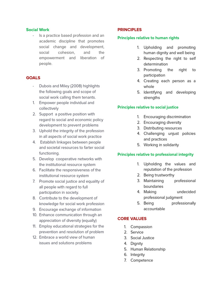 Overview of Social Work Principles and Goals | PDF | Social Work ...