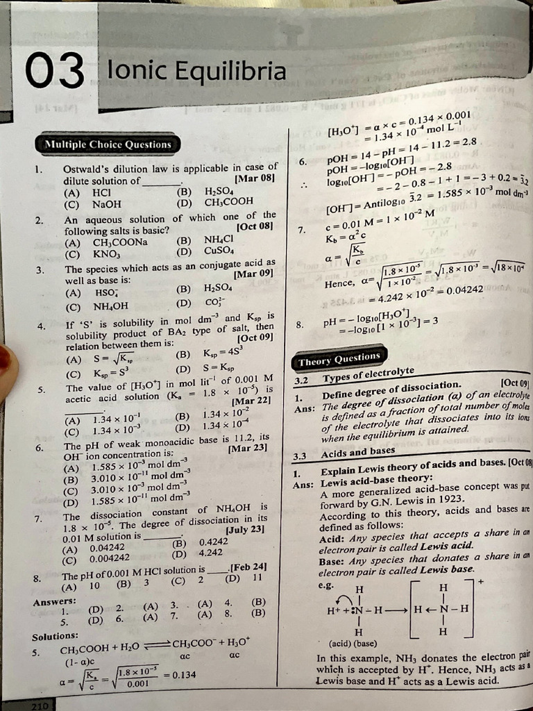 Ionic Equilibria | PDF