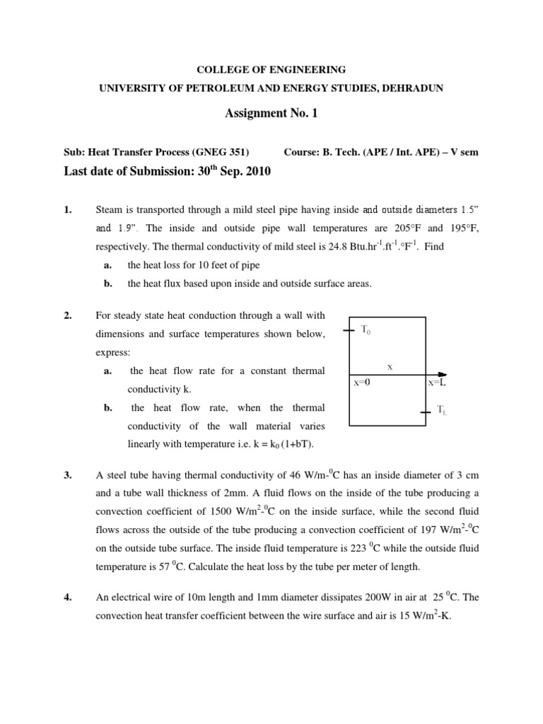 Assignment No 1 | PDF | Thermal Insulation | Thermal Conductivity