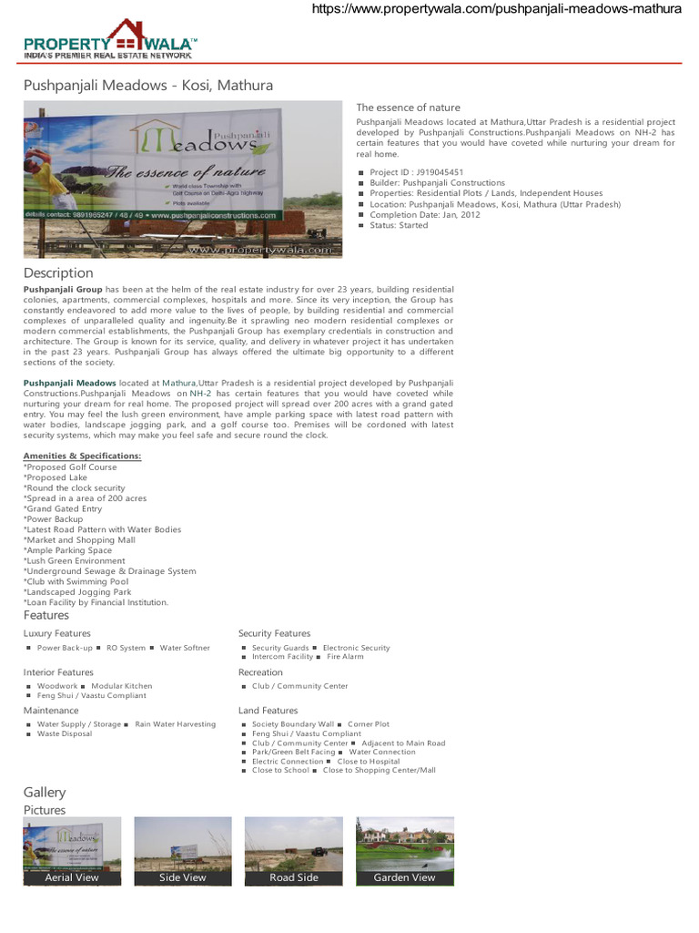 Pushpanjali Meadows Mathura.j919045451 | PDF