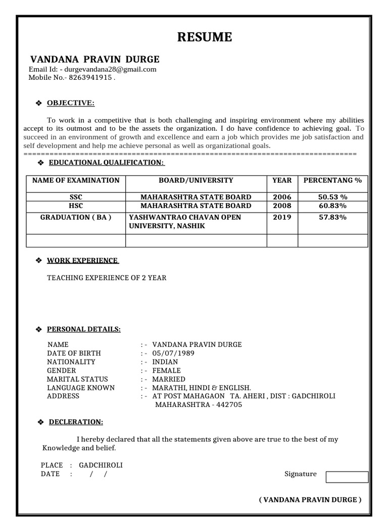 Vandana Resume | PDF