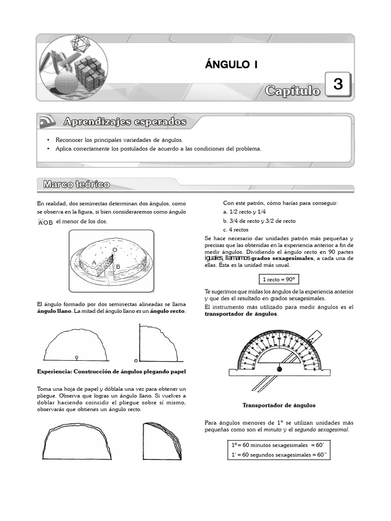 Tipos y Medición de Ángulos en Geometría | PDF | Perpendicular | Ángulo