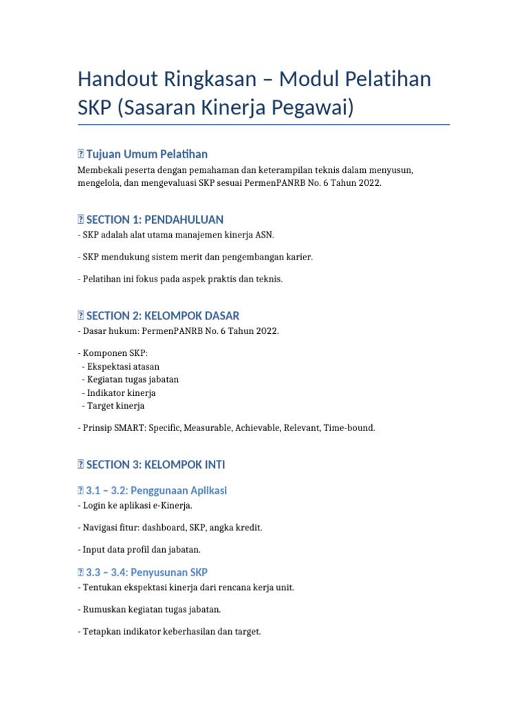 Handout Modul Pelatihan SKP | PDF