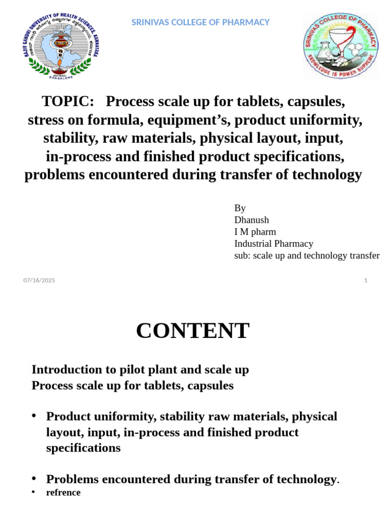 Scale-Up Considerations for Tablets | PDF | Tablet (Pharmacy)