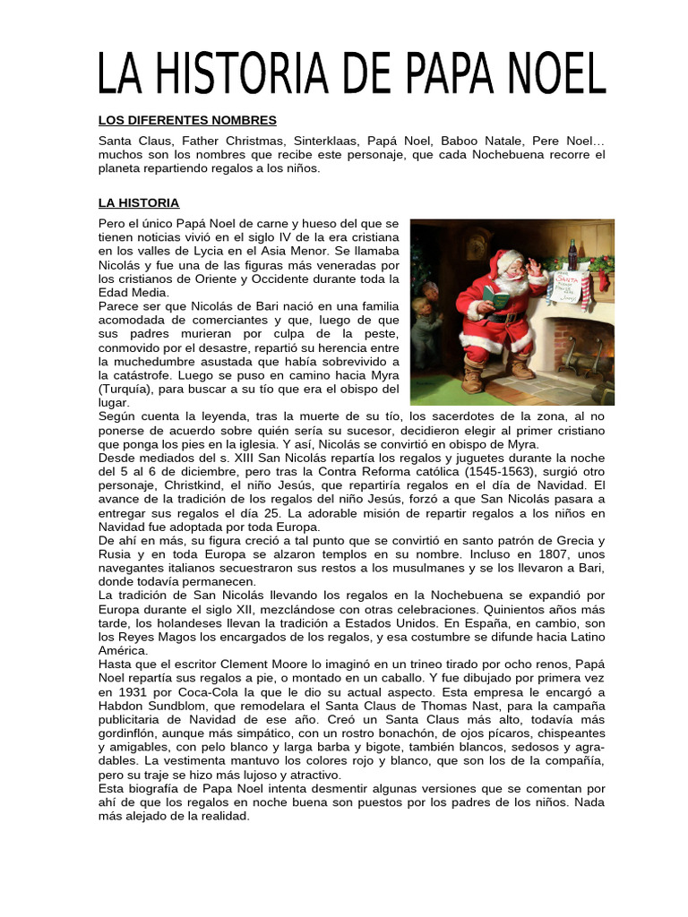 Historia de Papá Noel y su evolución | PDF | Papá Noel