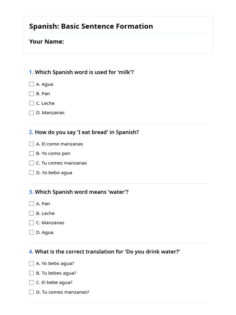 Spanish Basic Sentence Formation | PDF | Linguistic Morphology ...