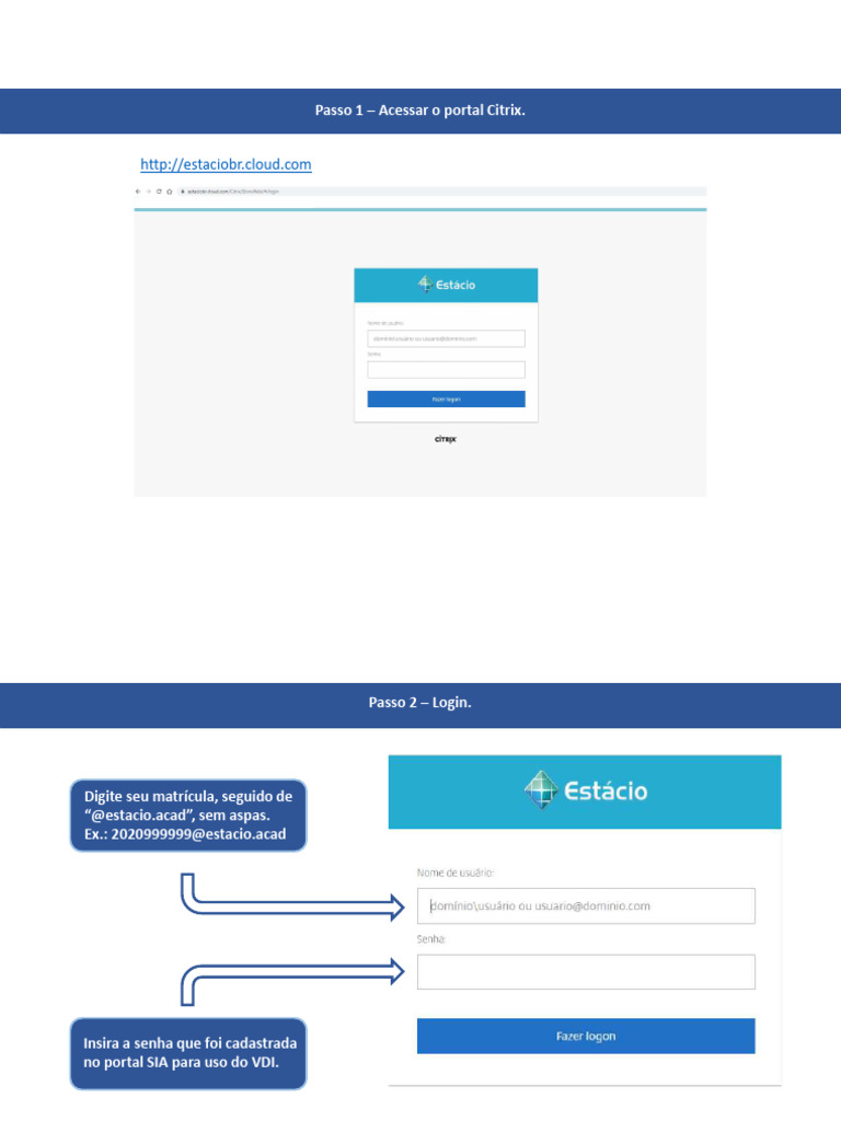 Tutorial de Acesso VDI Web - Aluno | PDF | Senha | Rede mundial de computadores