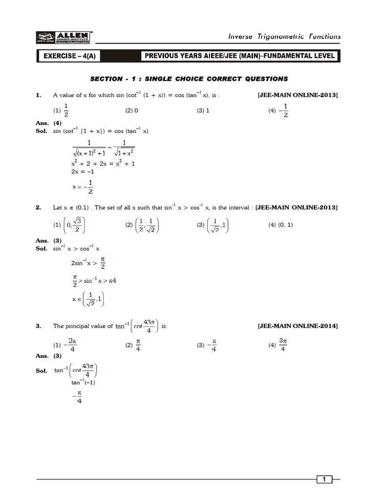 Sol - Exer - 4a-4b - Exe 5 - Itf - FC | PDF | Trigonometric Functions ...