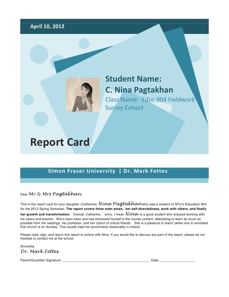 Ninas Self Evaluation Report Card | PDF | Curriculum | Behavior ...