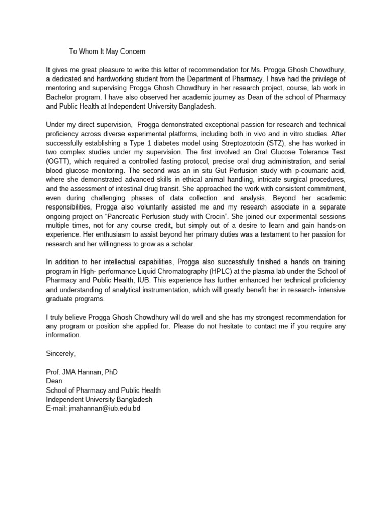 Recommendation Letter 2 | PDF